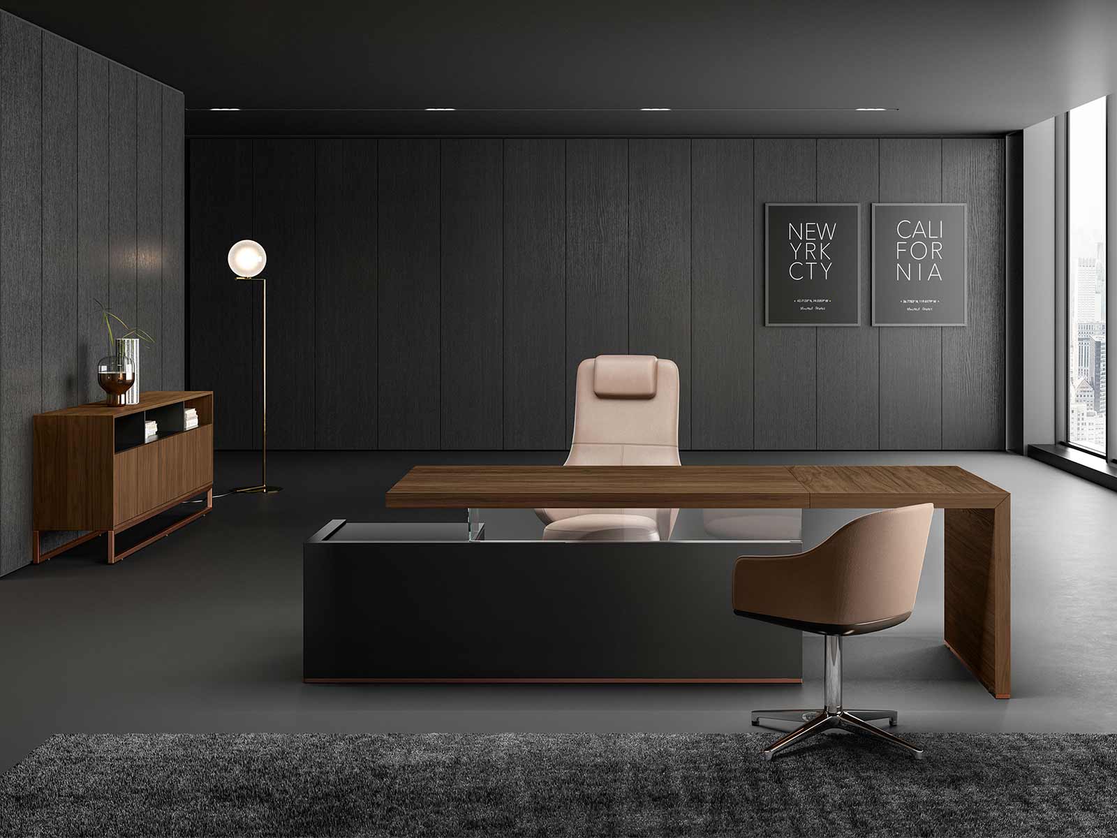 Bureau de direction Maestro Glass avec caisson | bureau direction haut ...