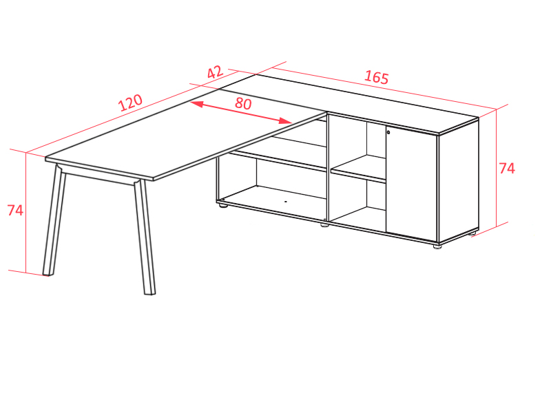 Bureau individuel Pop Ace sur armoire H74 | bureau avec rangement bois noir