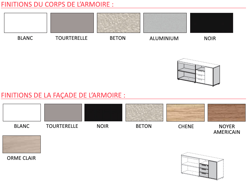 Bureau individuel Pop Ace sur armoire H74 | bureau avec rangement bois noir