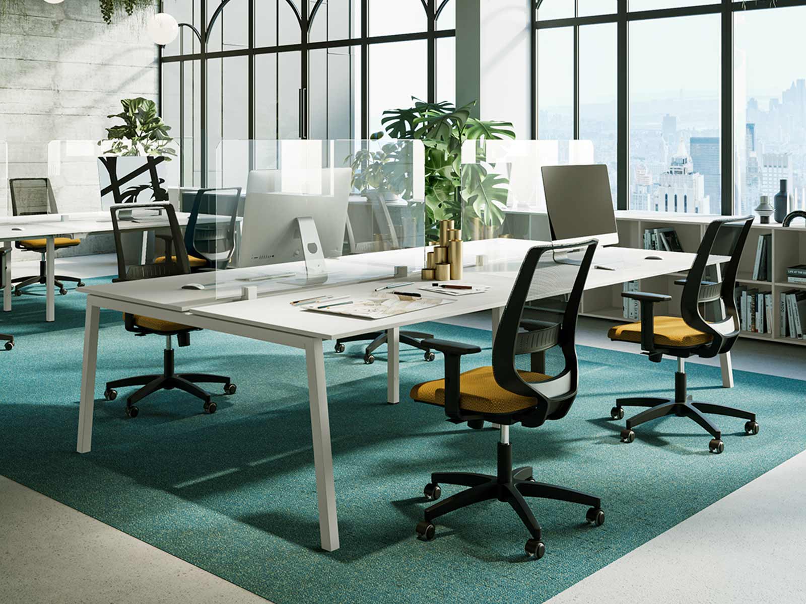 Bureau bench 4 personnes Pop Ace | bureau moderne pour 4 personnes en bois