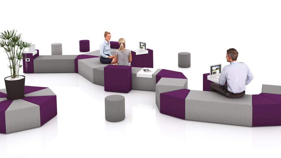 Pouf modulable Ydralis | banquette accueil tissu pas cher